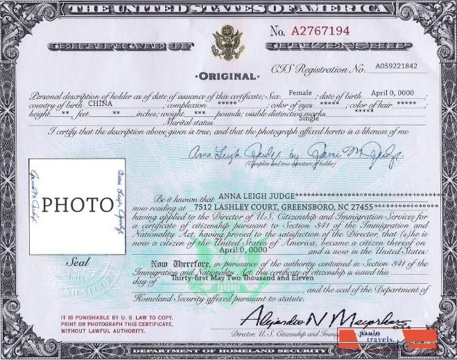 USA Citizenship certificate template in PSD format