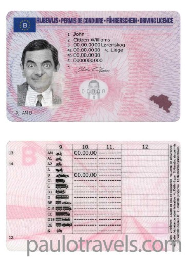 Belgium driving license PSD template, version 2